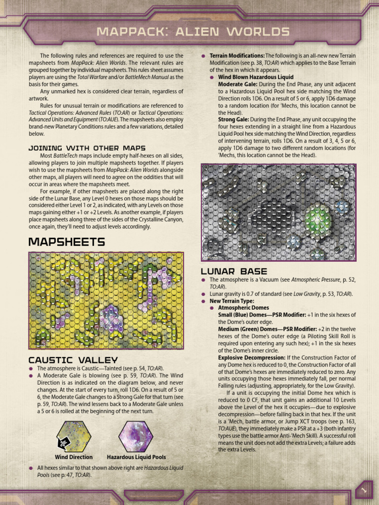 BattleTech MapPack Alien Worlds RULES | PDF