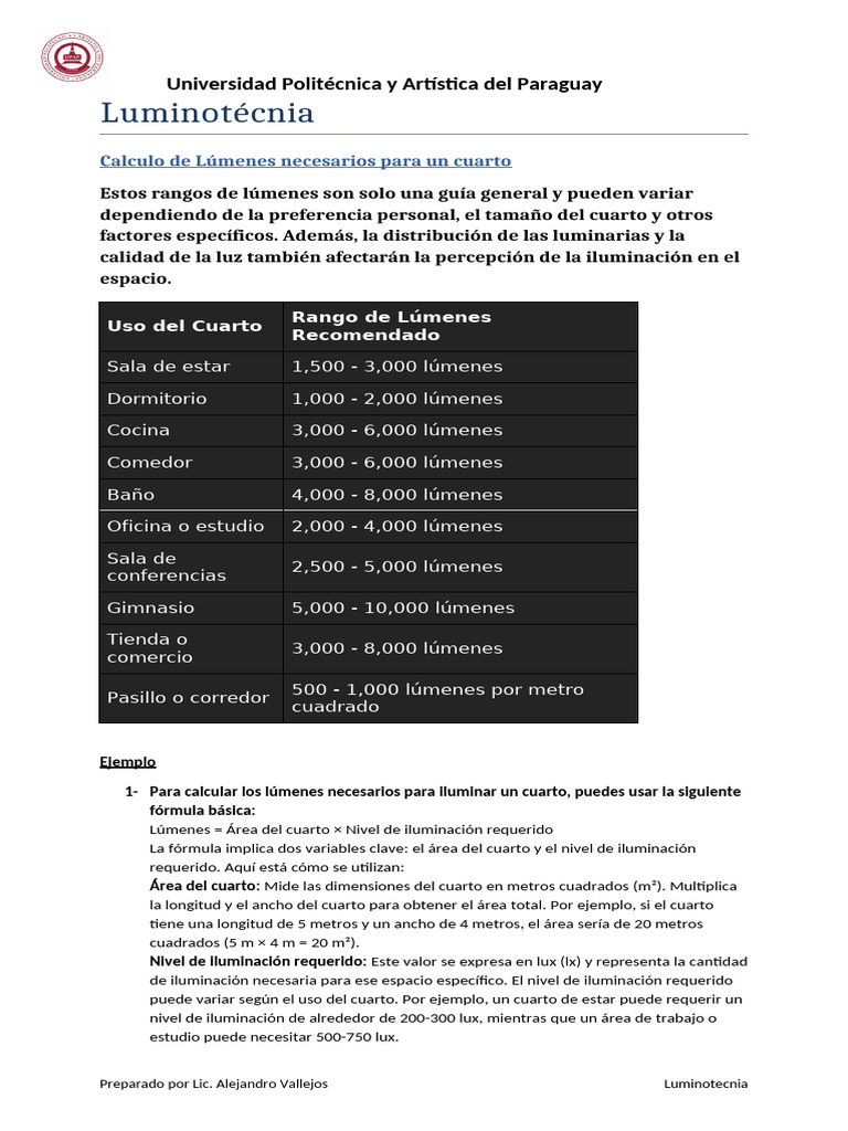 Luminotecnia Calculo de lumenes_ | PDF