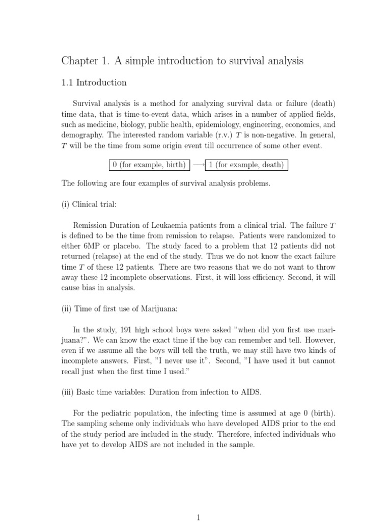 Chapter 1. A Simple Introduction To Survival Analysis | PDF ...
