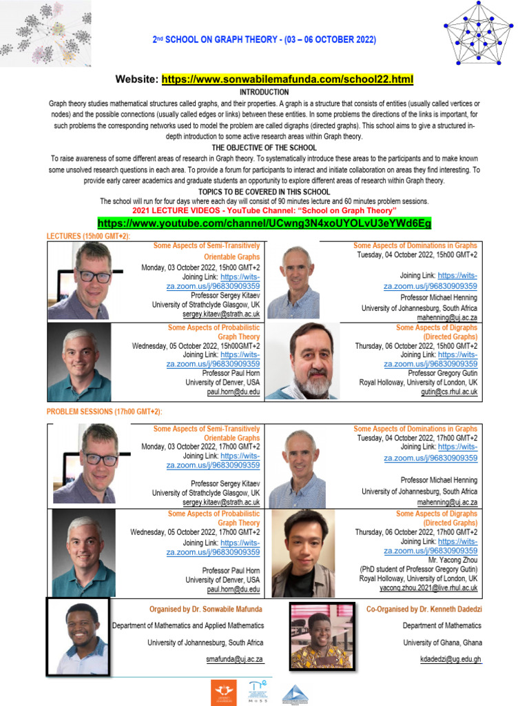 2nd School On Graph Theory (2022) | PDF | Graph Theory | Theoretical Computer Science