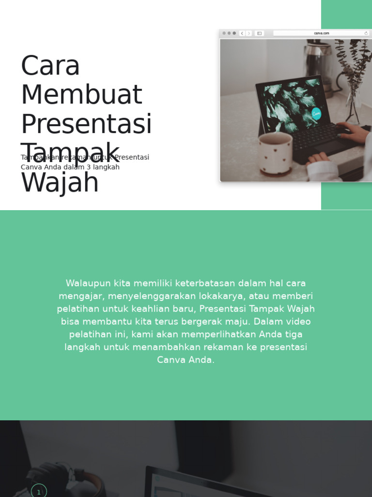 Cara Membuat Presentasi Tampak Wajah Canva Sederhana Putih Dan Hijau | PDF
