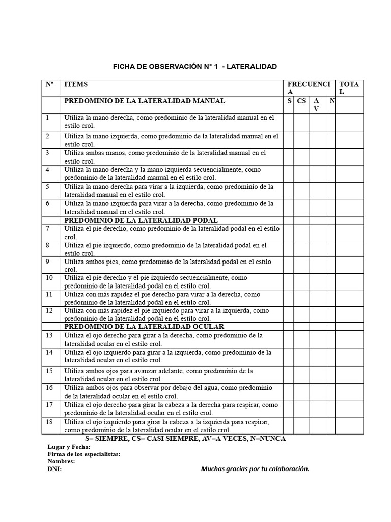 Fichas de Observación | PDF