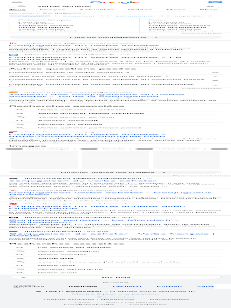 Verbe Acheter - Recherche Google | PDF