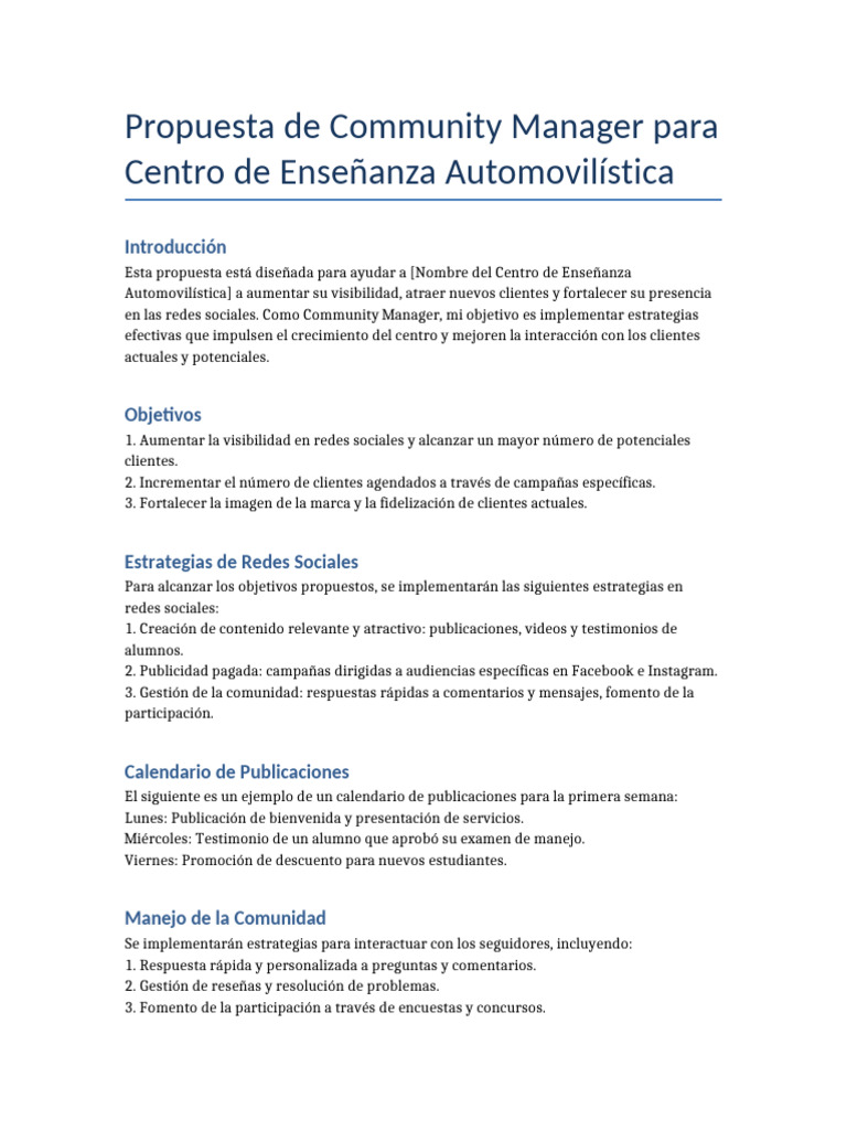 Propuesta Community Manager | PDF