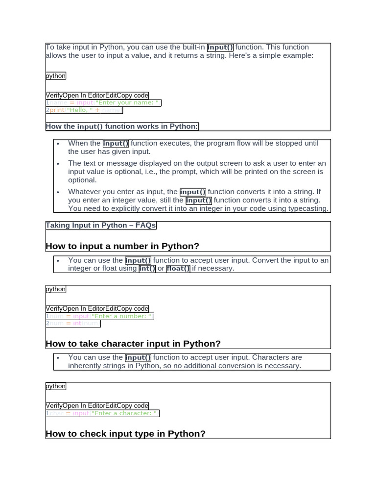 To Take Input in Pytjbkjhkhon | PDF