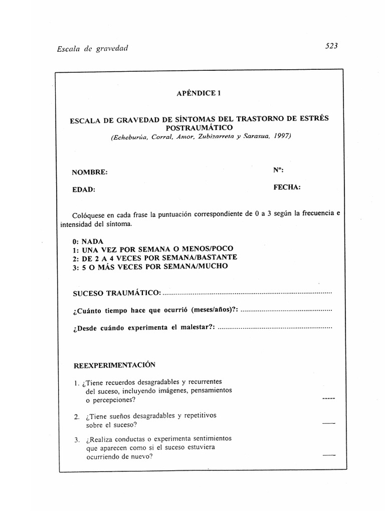 Escala de Gravedad de Síntomas del TEPT | PDF
