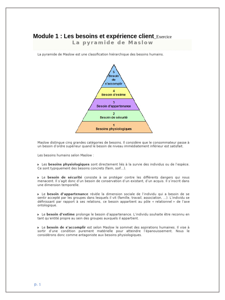 Module 1 - Les Besoins Et Lexperience Client | PDF