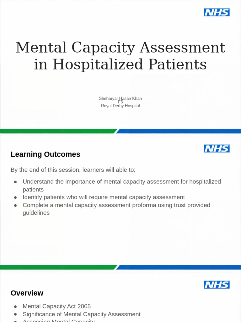 Mental Capacity Assessment | PDF