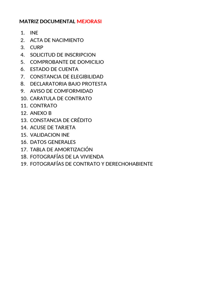 Matriz Documental Mejorasi | PDF