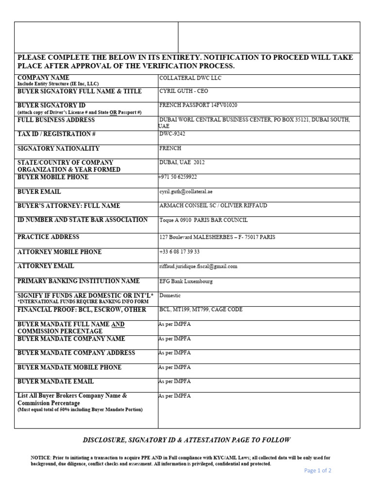 0.1 - KYC - For - Buyer Collateral | PDF | National Security | Government