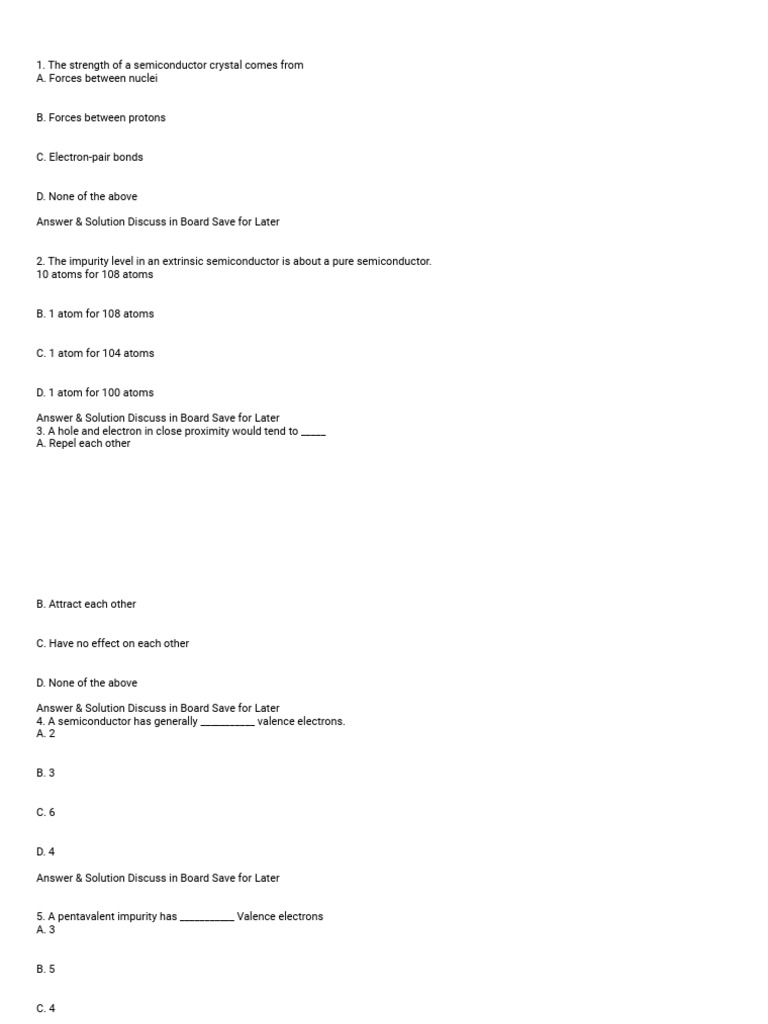 ECE249 Unit 2 Practice Questions | PDF | Semiconductors | P–N Junction