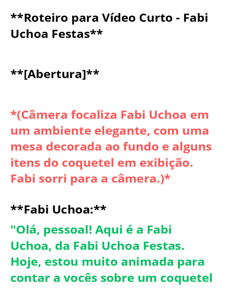 Modelos de Roteiro para Vídeo Curto | PDF