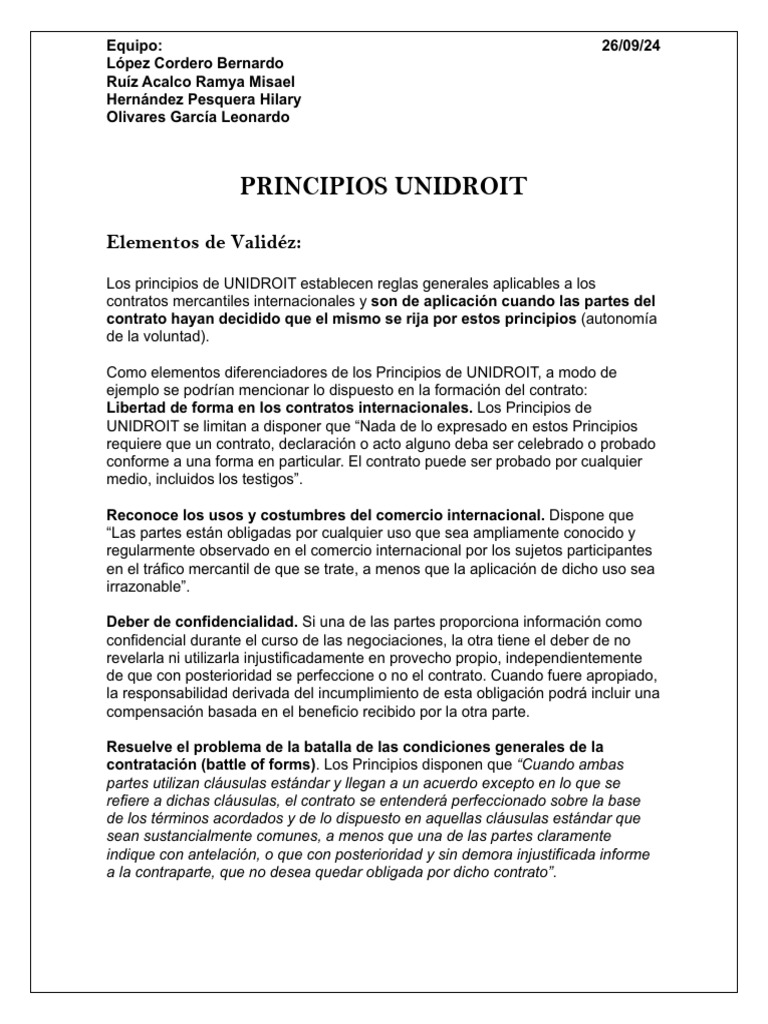Principios Unidroit Elementos | PDF | Daños y perjuicios | Intención ...
