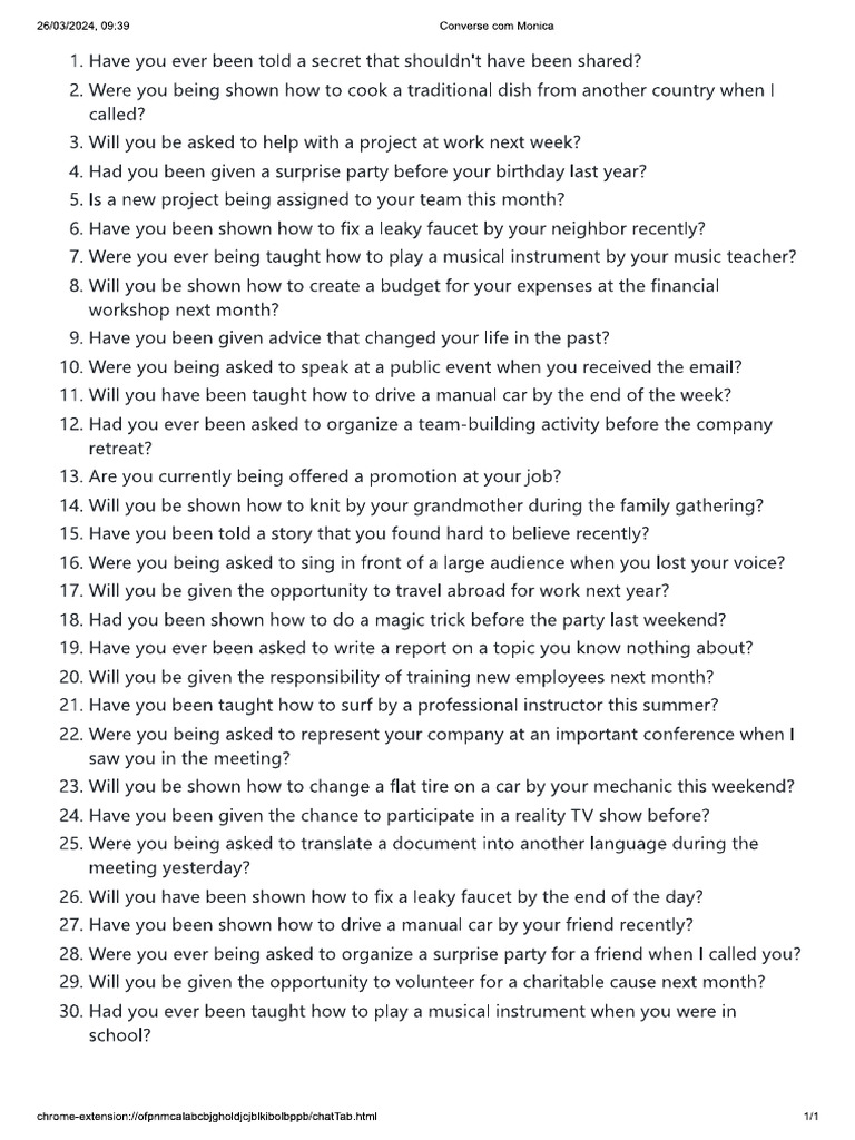 Passive Voice Conversation Questions | PDF