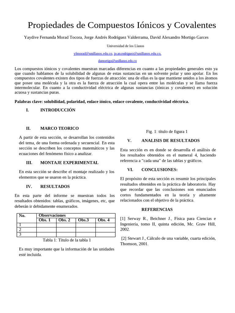 Formato Ieee Para Presentacion Del Informe De Laboratorio Pdf