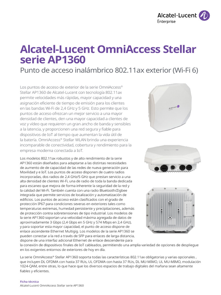 Omniaccess Stellar Oaw Ap1360 Datasheet Es | PDF