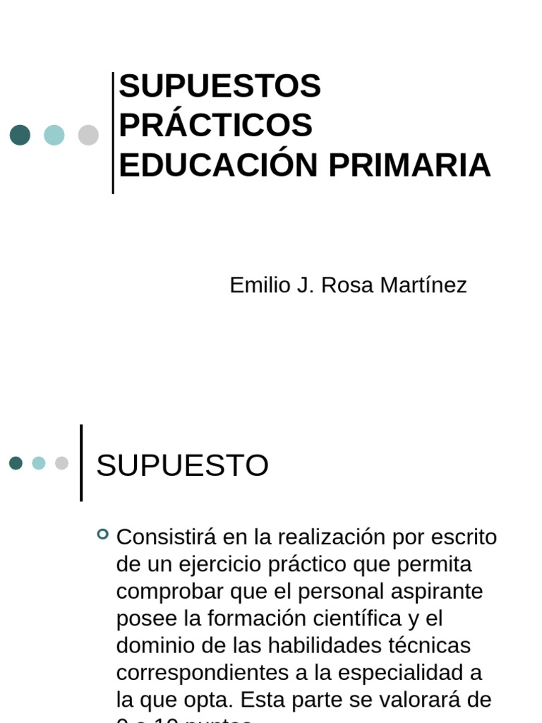 Supuestos Prácticos Educación Primaria | PDF