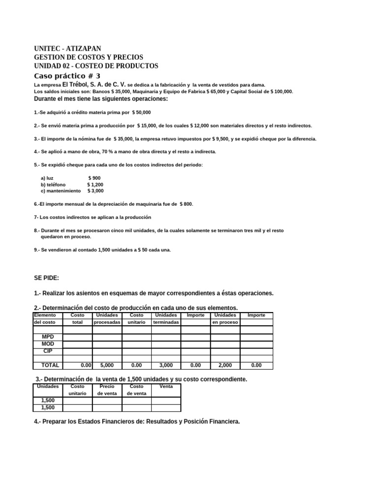 PLANTEAMIENTO Ejercicio # 3 El Trebol 2 | PDF