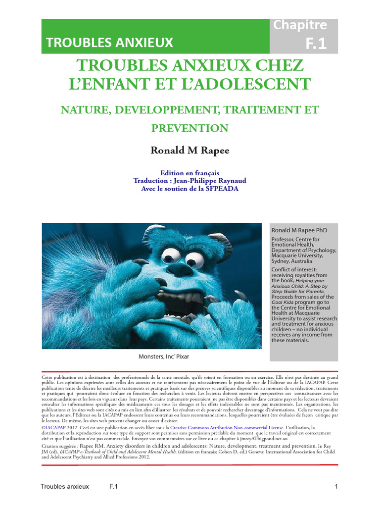 f.1 Anxiety Disorders French | PDF