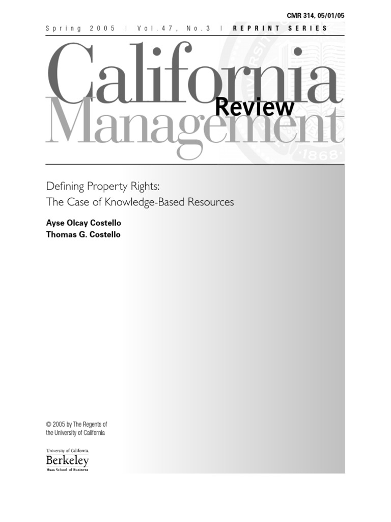 Costello, Costello (CMR, 2005) - Defining Property Rights | PDF