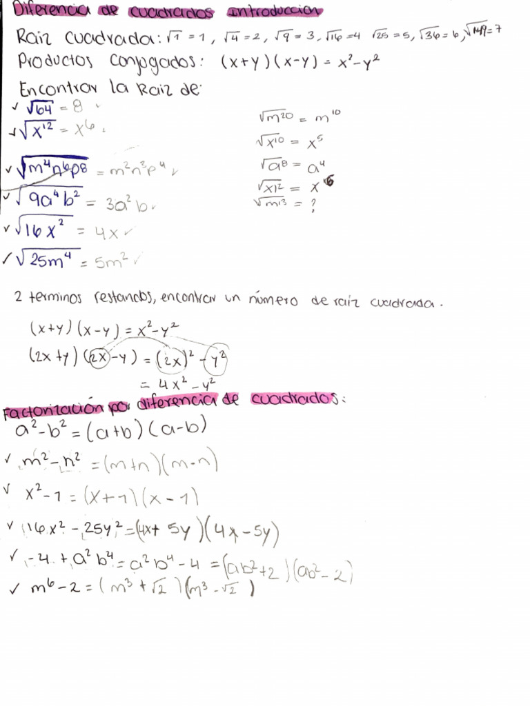 Diferencia de cuadrados | PDF