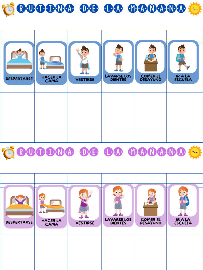 Tarjetas Rutina Diaria Verbos | PDF