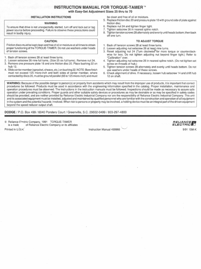 Dodge Torque-Tamer Manual | PDF