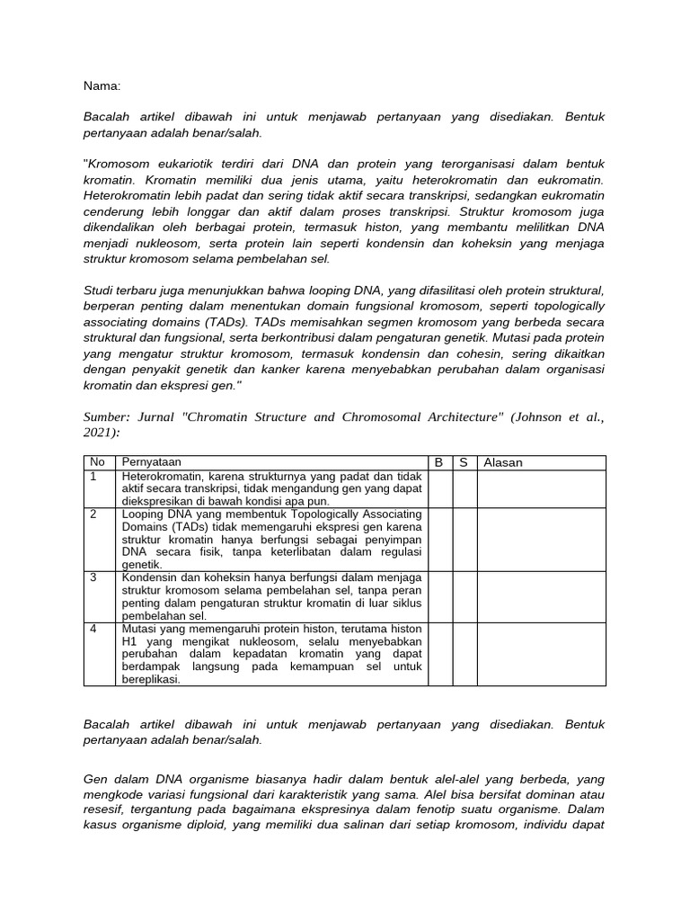 Soal Pts Biologi Kelas Xi | PDF