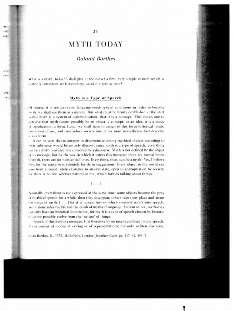 Myth Today - Barthes | PDF