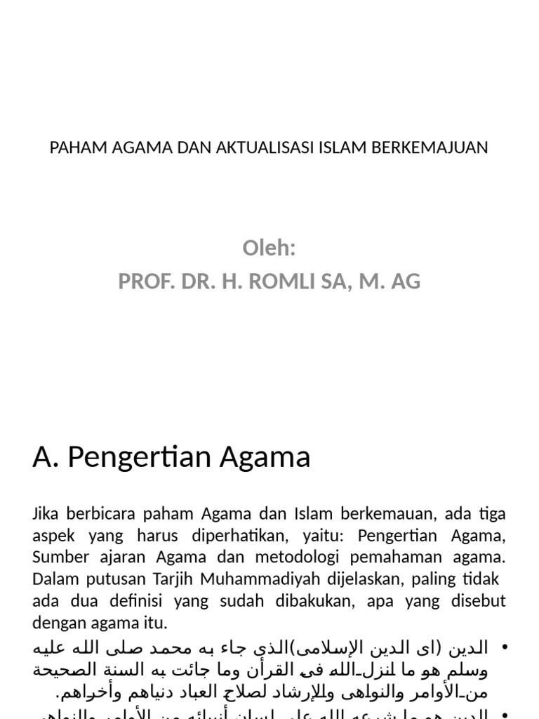 Paham Agama Dan Aktualisasi Islam Berkemajuan | PDF
