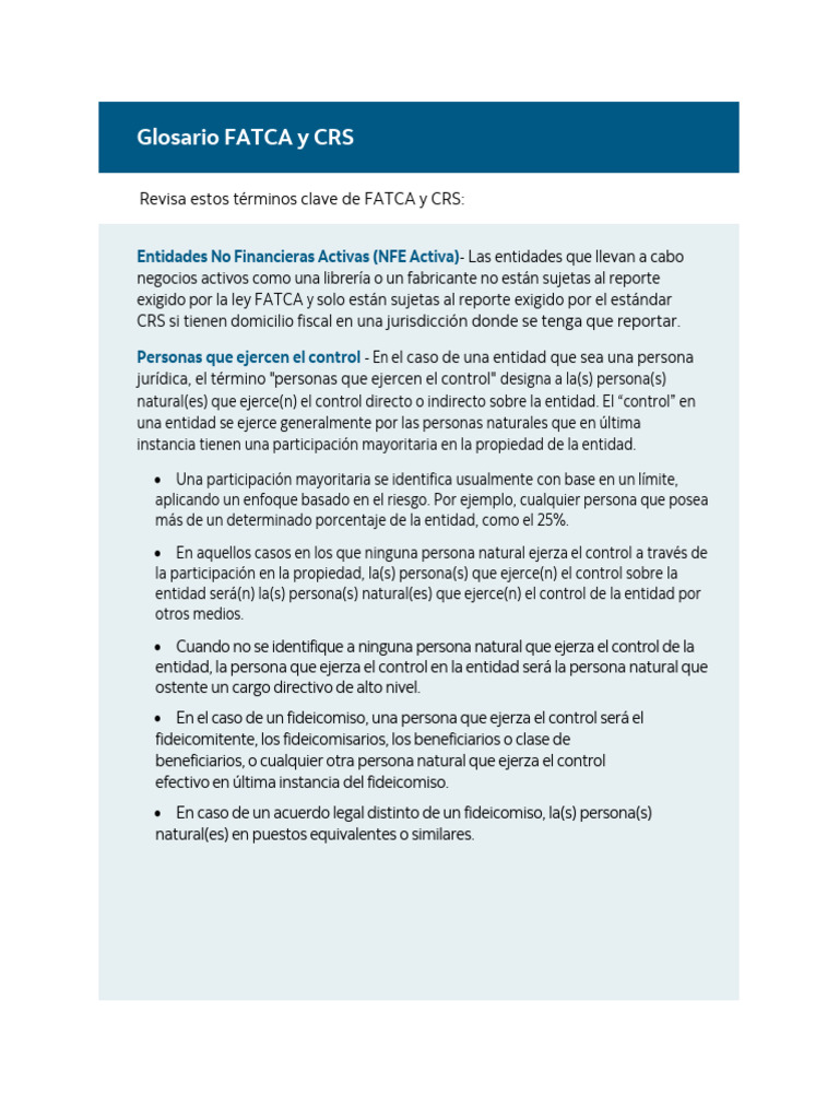 Glosario Fatca y Crs | PDF