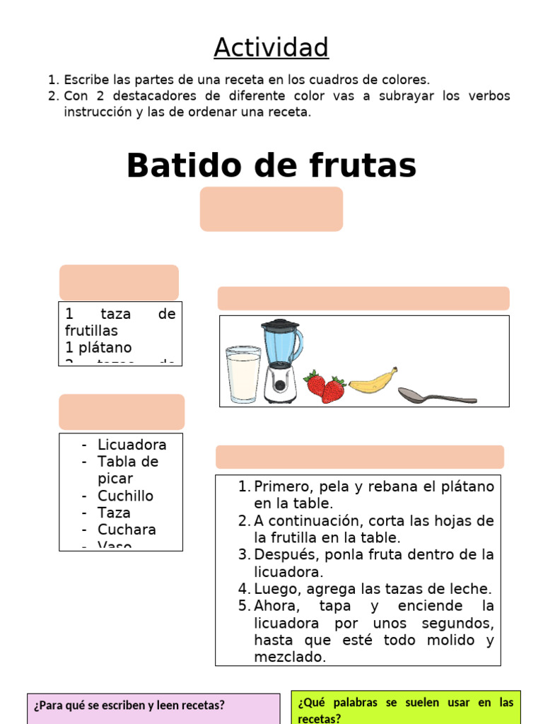 Actividad de la receta | PDF