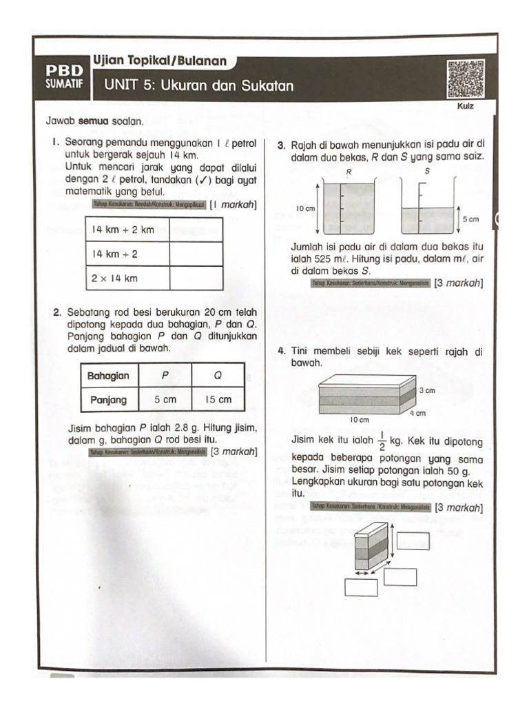 UNIT 5 - Ukuran Sukatan | PDF