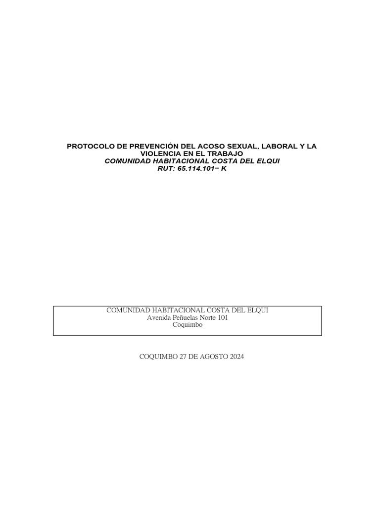 Protocolo Ley Karin - Costa ELQUI | PDF