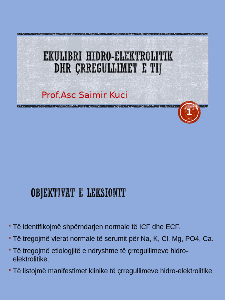 Uji Dhe Elektrolitet, Cregullimet e Tyre, Fiziopatologjia, Klinika ...