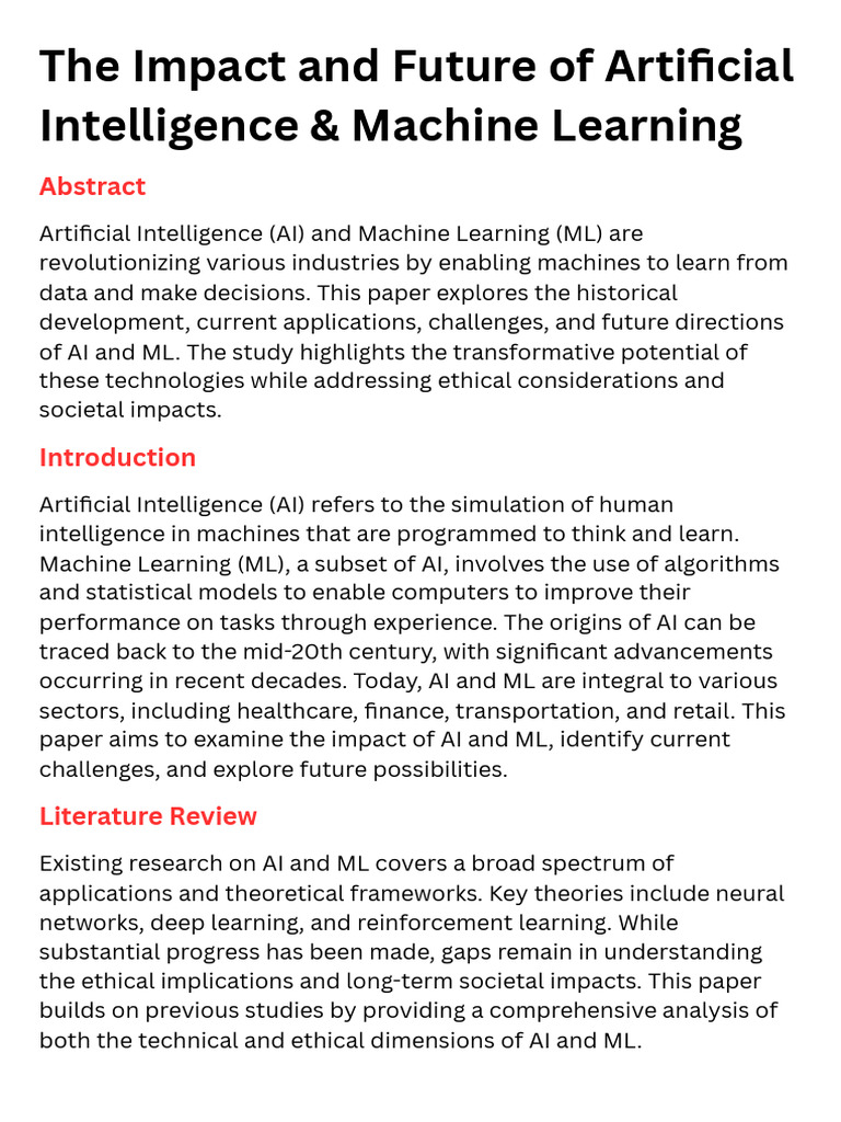 The Impact and Future of Artificial Intelligence & Machine Learning | PDF