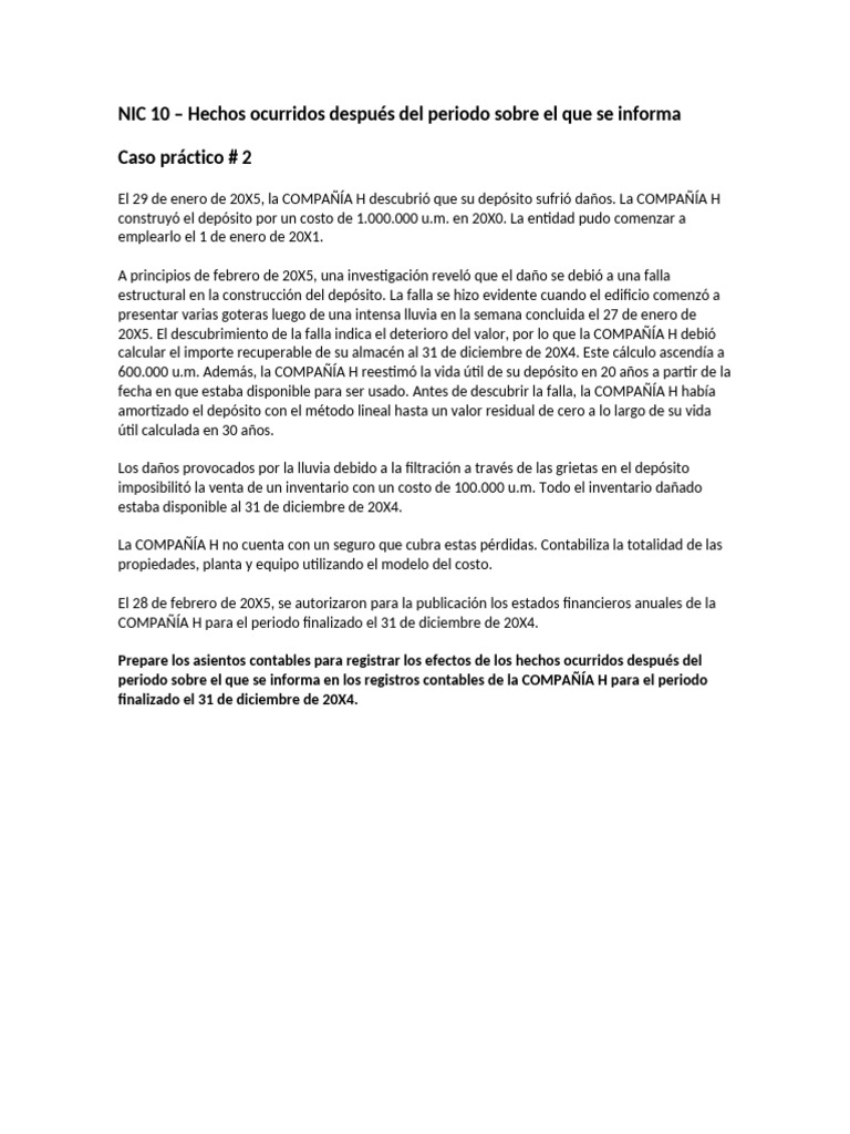 Caso Práctico 2 - Aplicación de La NIC 10 | PDF