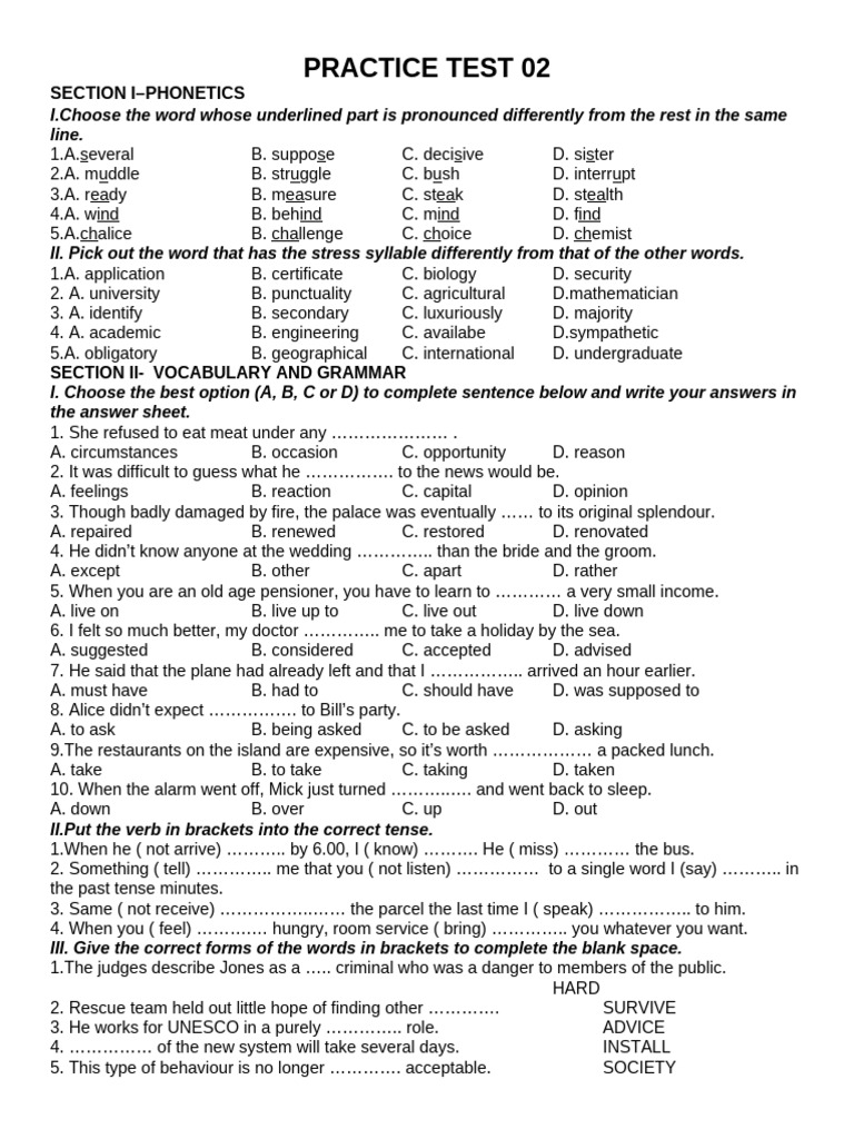 Practice Test 02 | PDF