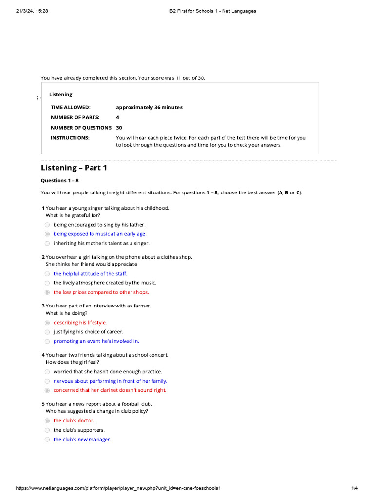B2 First For Schools 1 - Net Languages | PDF