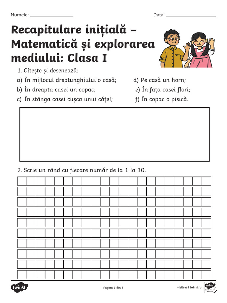 Fisa de Lucru - Cls 1 - Evaluare Initiala MEM | PDF