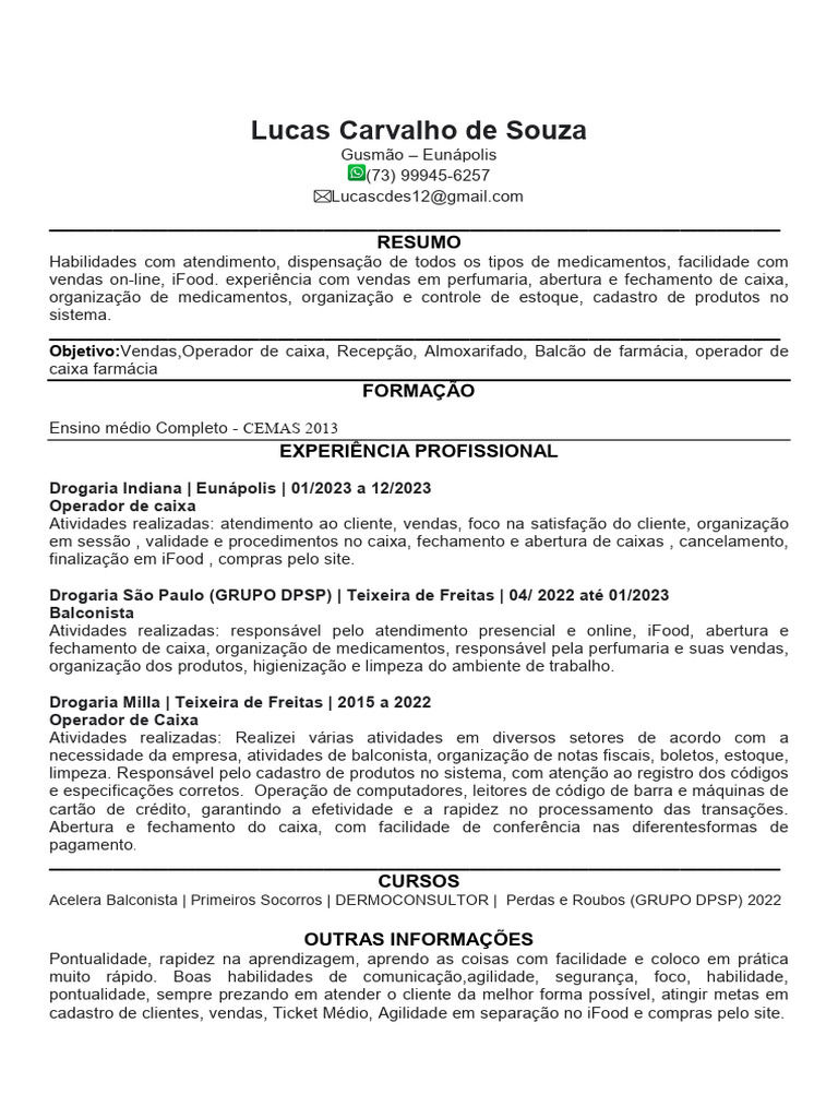 Curriculo Lucas | PDF