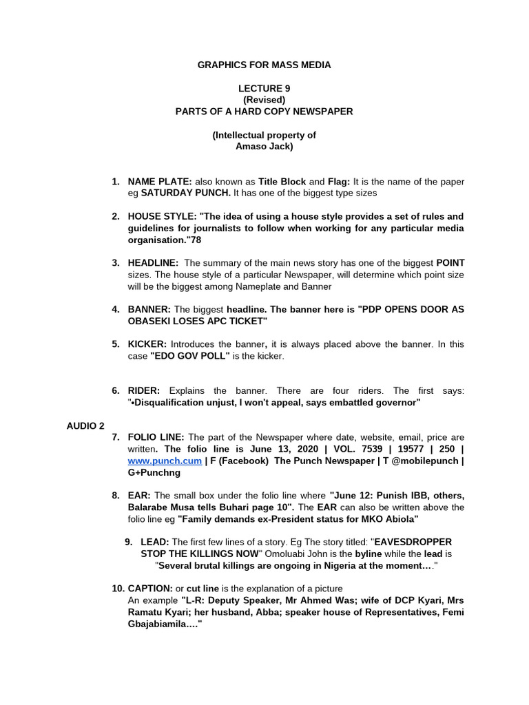 LECTURE 9 - Revised GRAPHICS FOR MASS MEDIA | PDF | Newspapers | Travel
