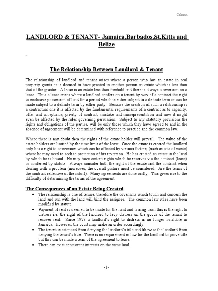 Caribbean Landlord-Tenant Guide | PDF | Leasehold Estate | Lease