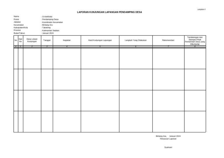 Laporan Kunjungan Desa Bintang Ara | PDF