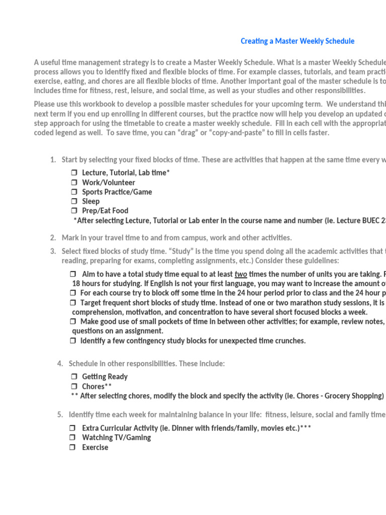 BOT Weekly Schedule-1 | PDF