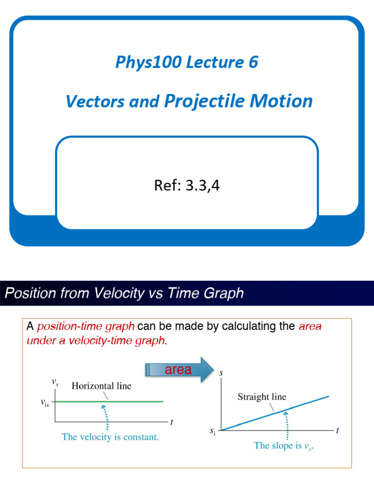 Phys100 Lecture6 2D Kinematics Jan26 2024 | PDF