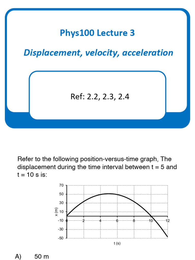 Phys100 - Lecture3-Kinematics-Jan12 - 2024 | PDF