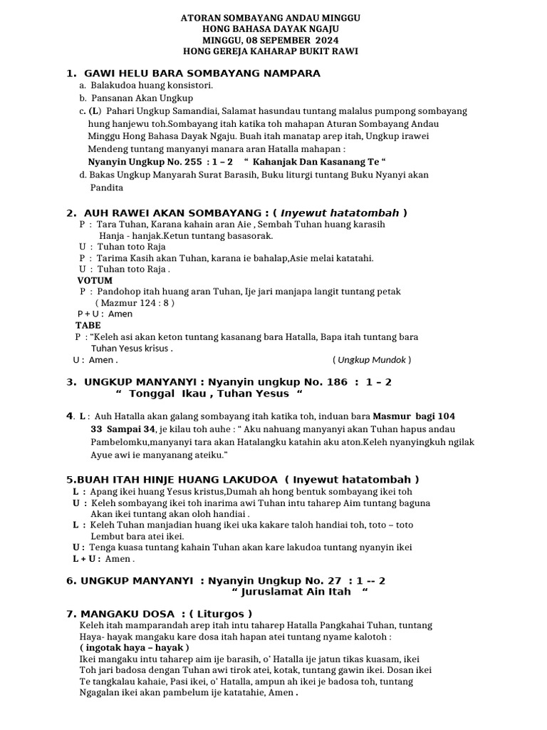 Atoran Sombayang Andau Minggu-1 | PDF