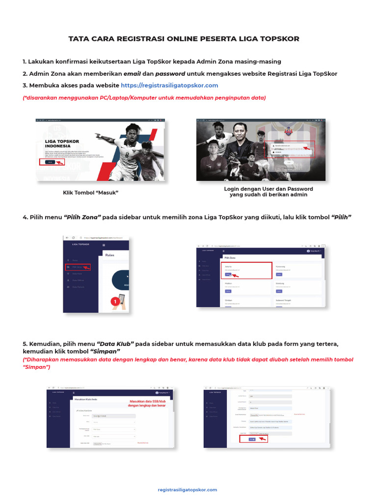 Tutorial Registrasi Liga TopSkor - (Peserta (Tim) | PDF