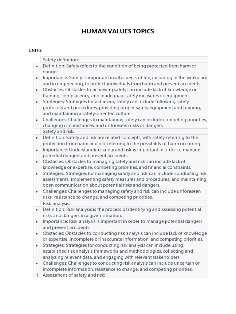 Unit 3 and Unit 4 Human Values Notes On Topics As Per Syllabus | PDF ...